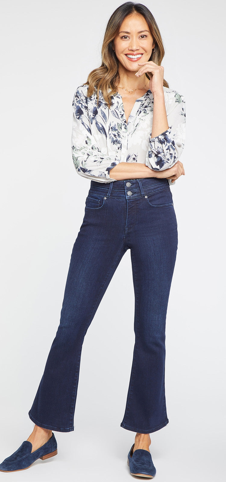 High Rise Ava Daring Flare Jeans Dark Blue Premium Denim | NYDJ – NYDJ UK